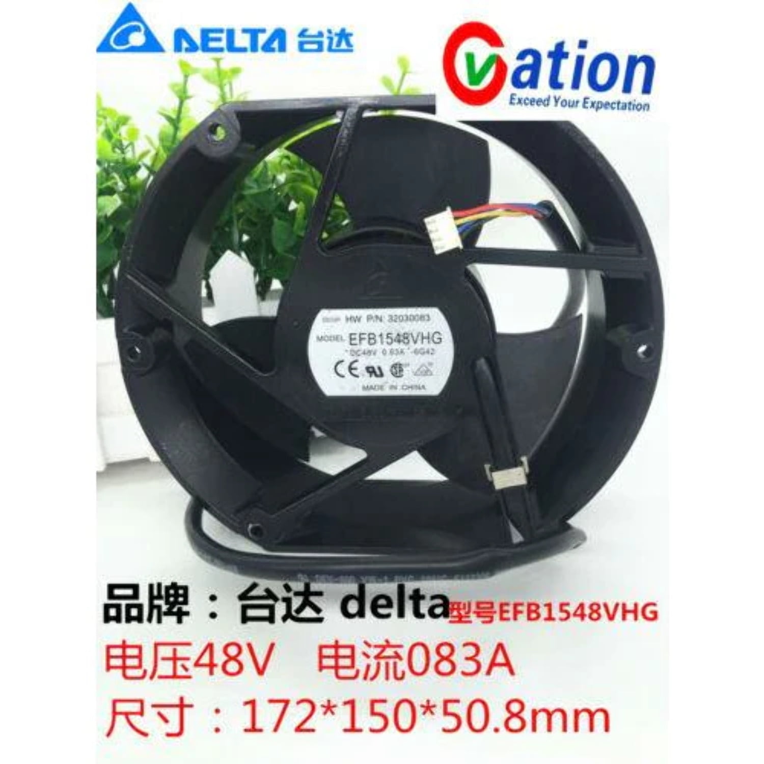 Cooler DELTA EFB1548VHG Circular Inverter cooling fan DC48V 23.52W 172 ...