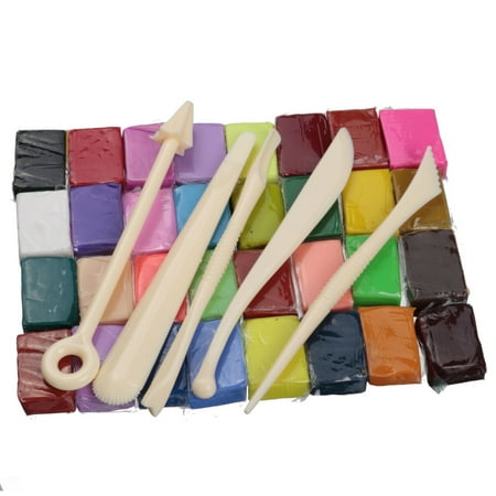 5 Tools+32 Colors Polymer Clay Fimo Block Modelling Moulding Sculpey ...