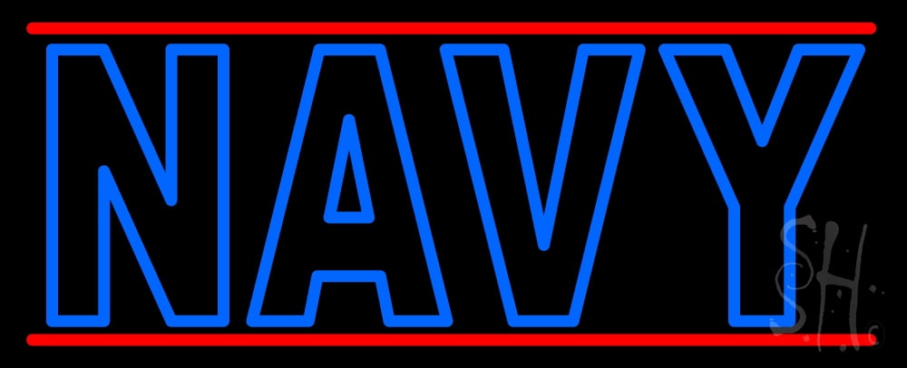 Blue Navy LED Neon Sign 10 x 24 - inches, Black Square Cut Acrylic ...