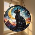 Black Cat Under Starry Night Sky Stained Glass Suncatcher – Window ...