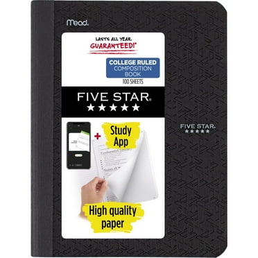 Top Flight Sewn Composition Book Black and White Marble Wide Rule 100 ...