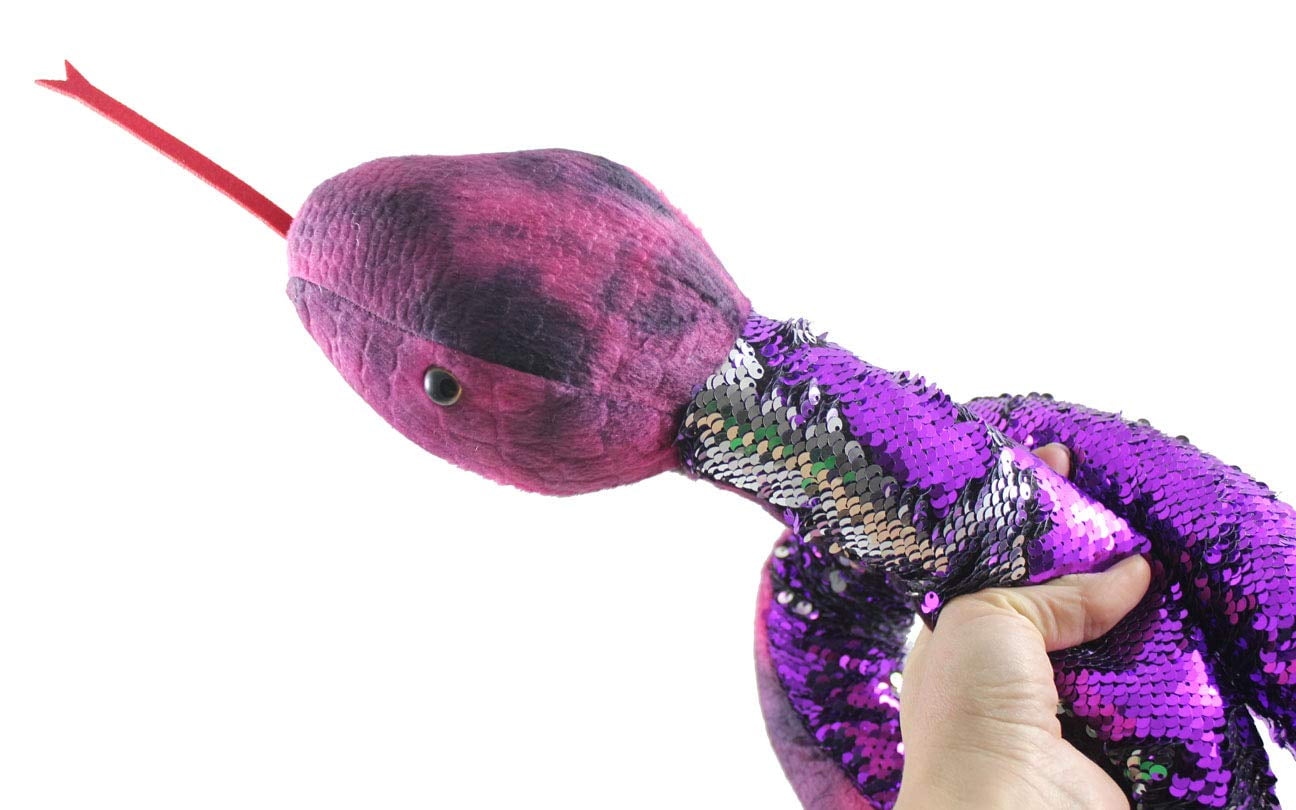 Jumbo 64" Plush PURPLE Snake with Mermaid 2-Color Reversible Sequin ...