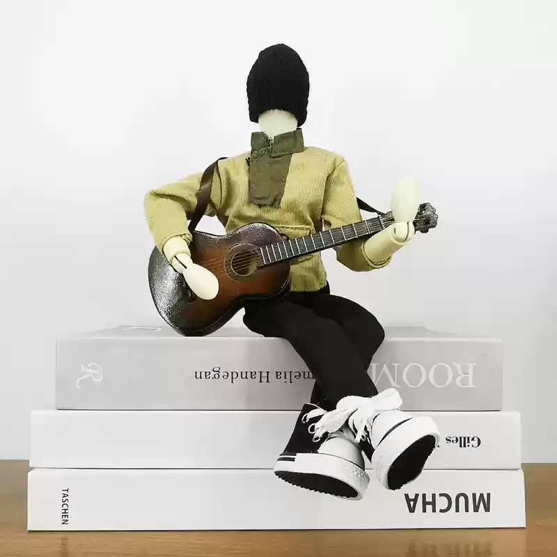Wooden Man Guitar Puppet Piece Singer Model Figure Miniatures For ...