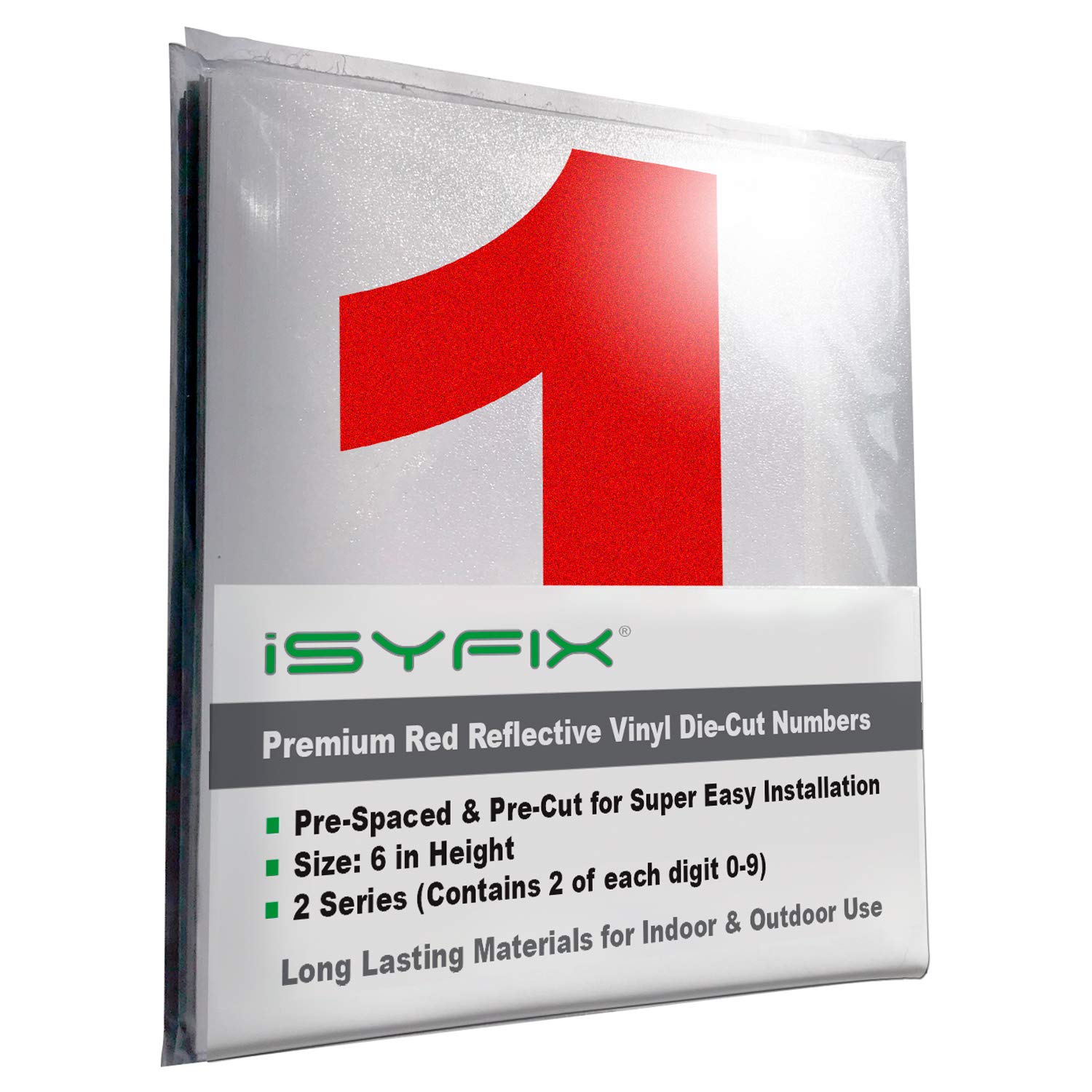 iSYFIX Reflective Red Vinyl Numbers Stickers – 6 Inch Self Adhesive (2 ...