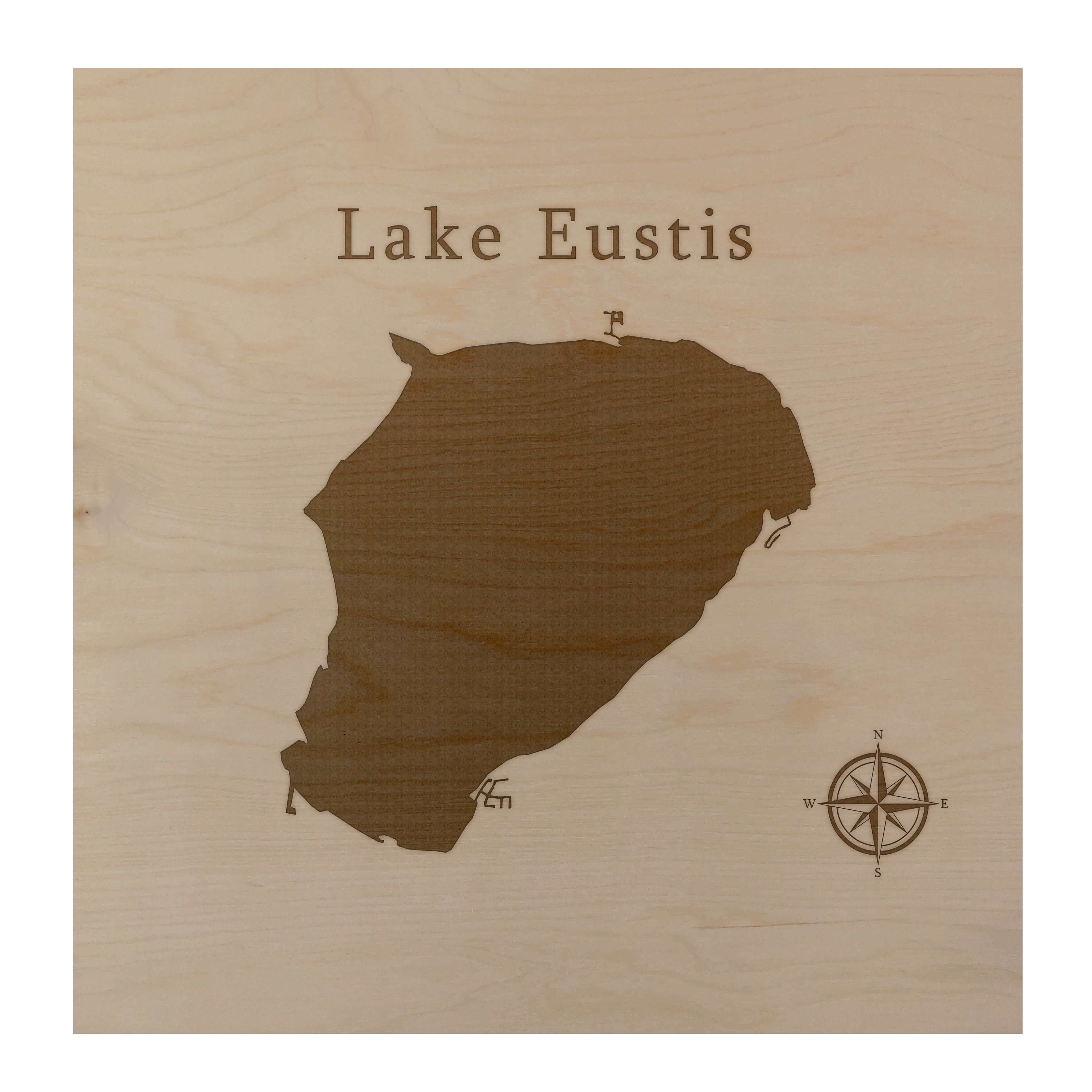 Lake Eustis Map 24x24" Wood Wall Art Office Decor Gift Engraved Florida ...