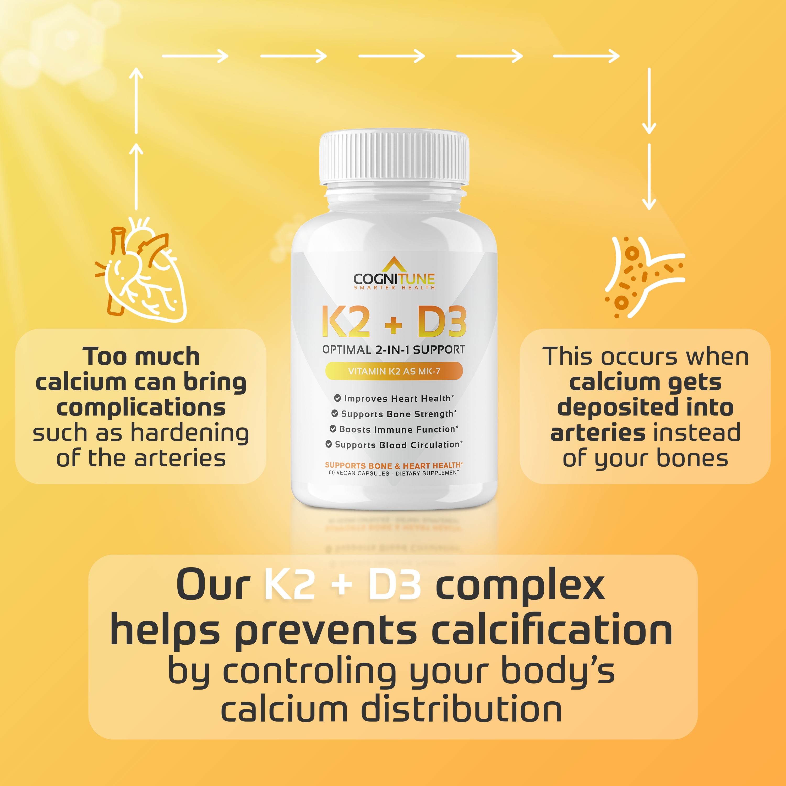 Cognitune Vitamin D3 5000 IU with Vitamin K2 MK7, Nepal | Ubuy
