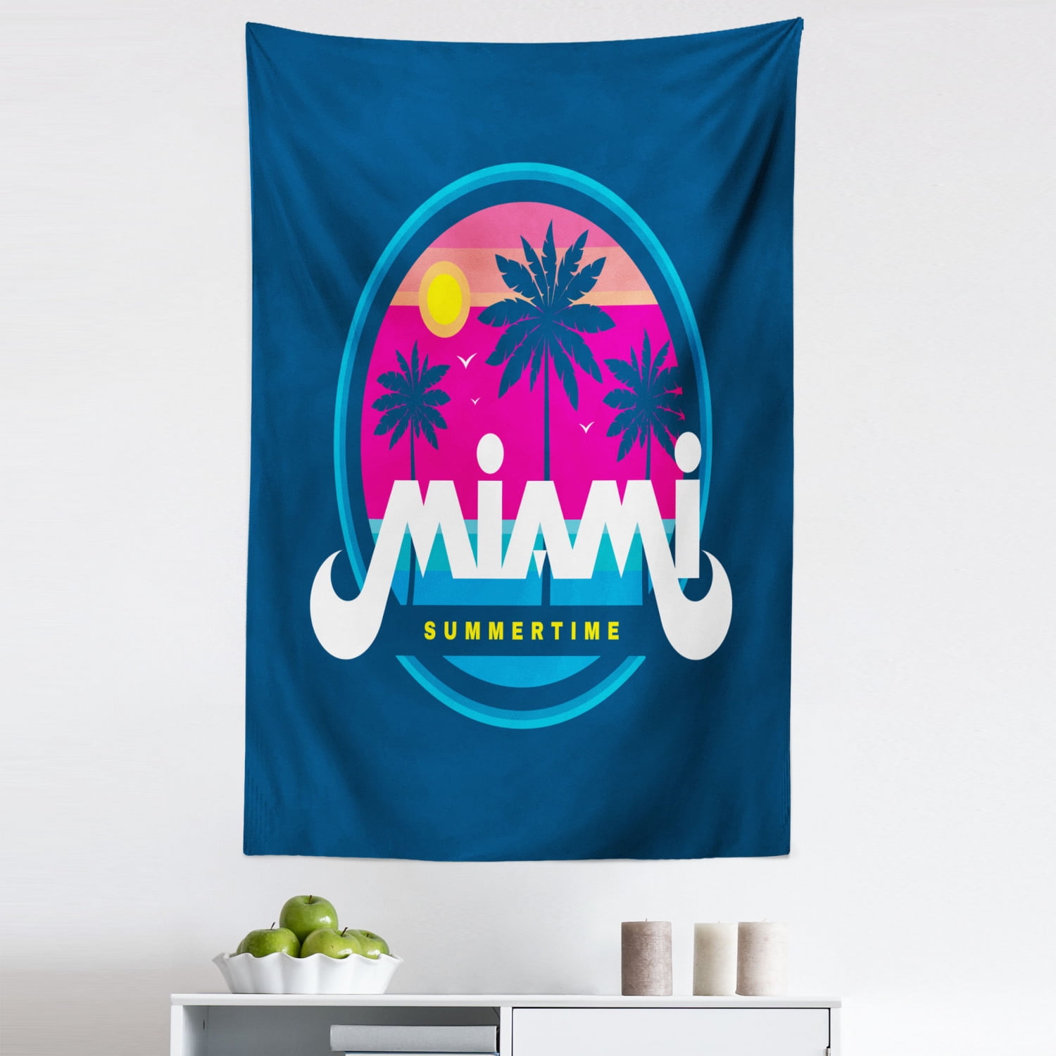 Vintage Florida Tapestry, Miami Summertime Coast Ocean Love Typography ...