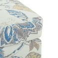 Modern Upholstered Ottoman with Storage, Beige & Blue Floral Fabric on ...