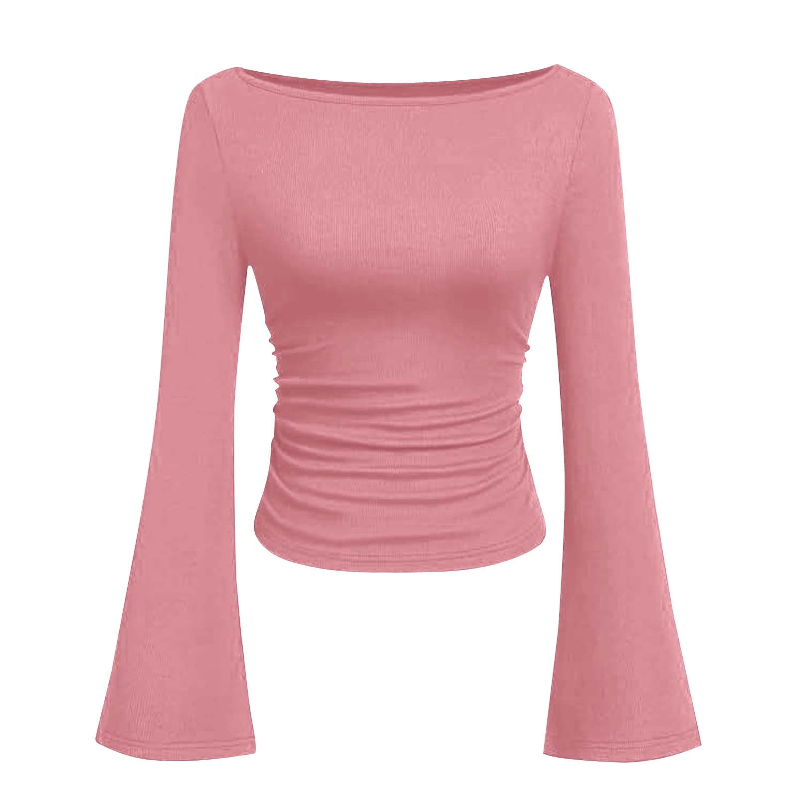 Click here for Lenpel Crop Tops For Women Fashion Bell Long Sleev... prices