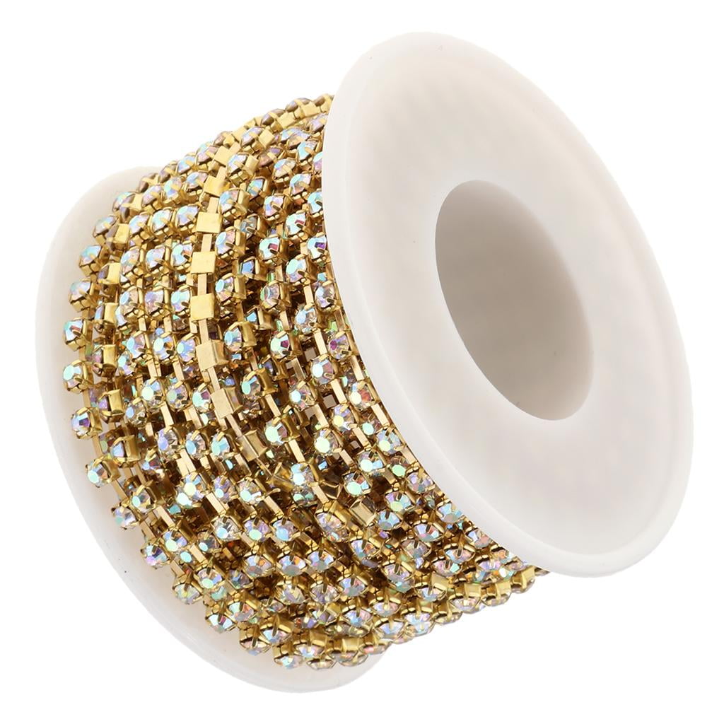 SS6/8/10/12/16 Sparkling Rhinestone Gold Cup Chain String - Walmart.com
