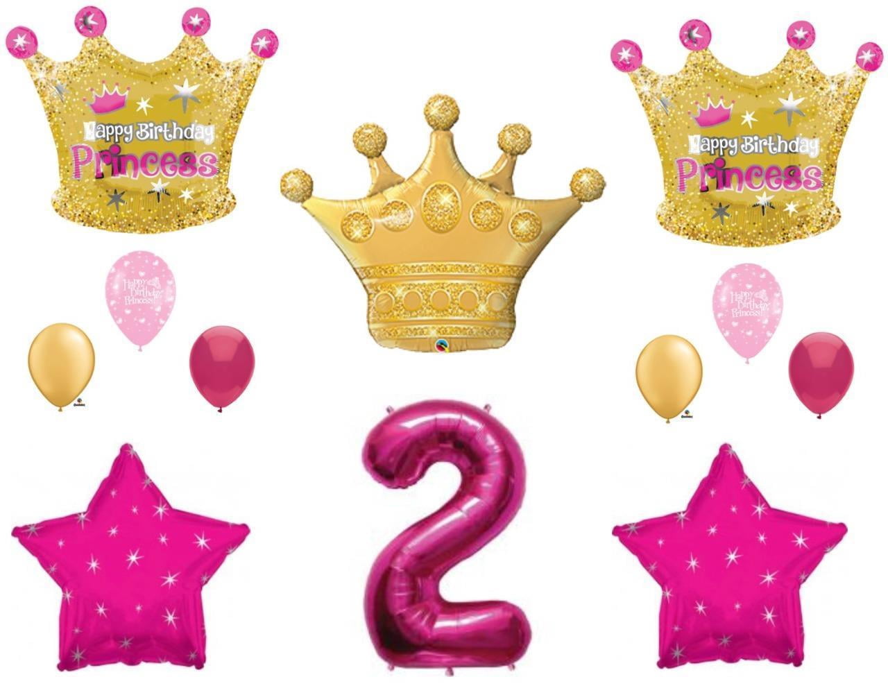 Princess Gold Crown 2nd Birthday Party Balloons Decoration Supplies ...