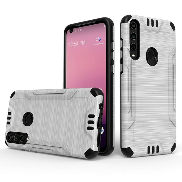 For Orbic Magic 5g Strong Tough Metallic Design Hybrid - Silver ...