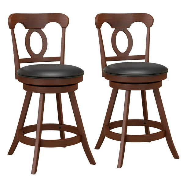 Costway Set of 2 Bar Stools 24'' Swivel Counter Height Chairs with ...