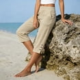 Atogsazn Womens Summer Athletic Linen Capris Dressy Casual Jogger ...