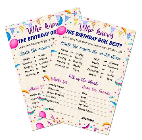 Who Knows The Birthday Girl Best Game, Themed Birthday Party Ideas, Fun ...