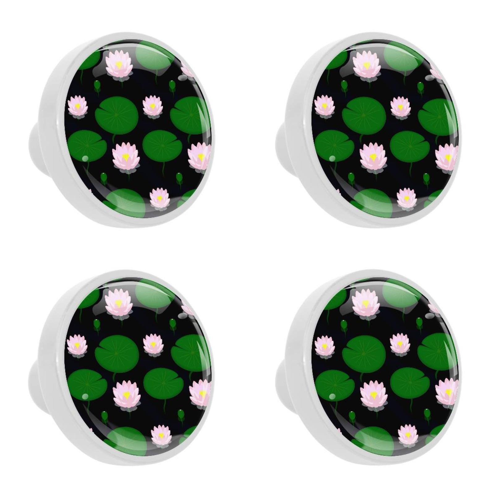 4 Pcs Lotus and Leaves Knobs for Kitchen Cabinet Cupboard Dresser ...