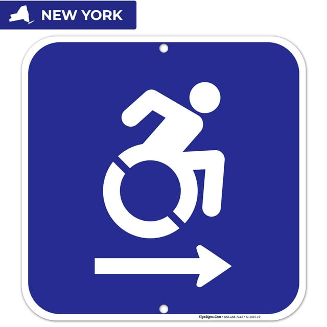 New York Handicap Parking Sign, Accessible Symbol With Right Arrow Sign ...