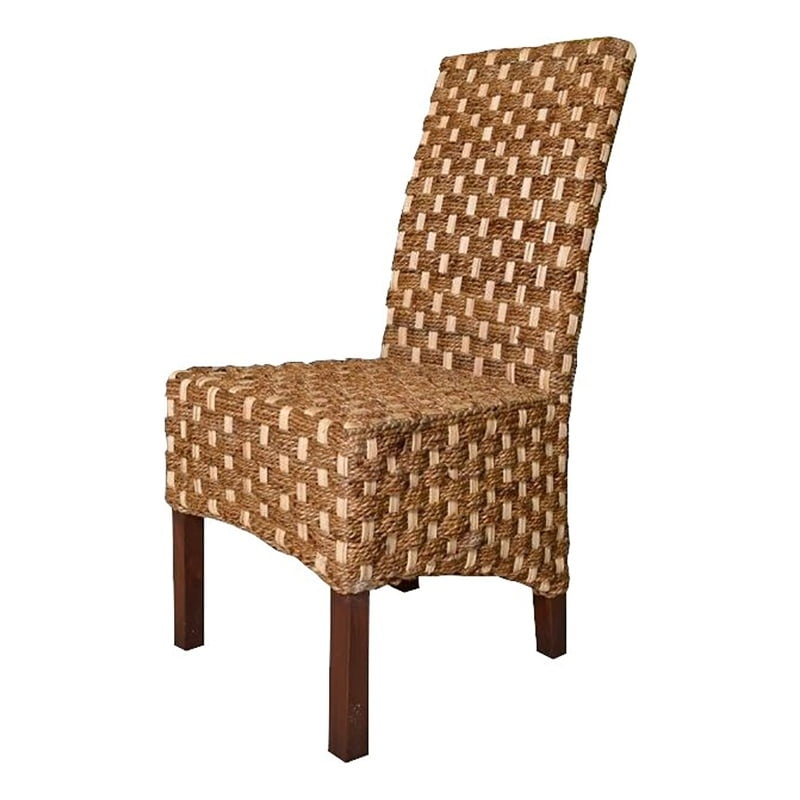 Pemberly Row 40"H Coastal Wicker / Rattan Dining Chair in Brown ...