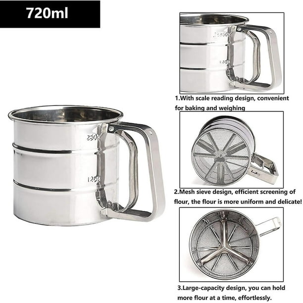 Manual Flour Sifter Hand Held Flour Sieve Stainless Steel Kitchen Stai ...