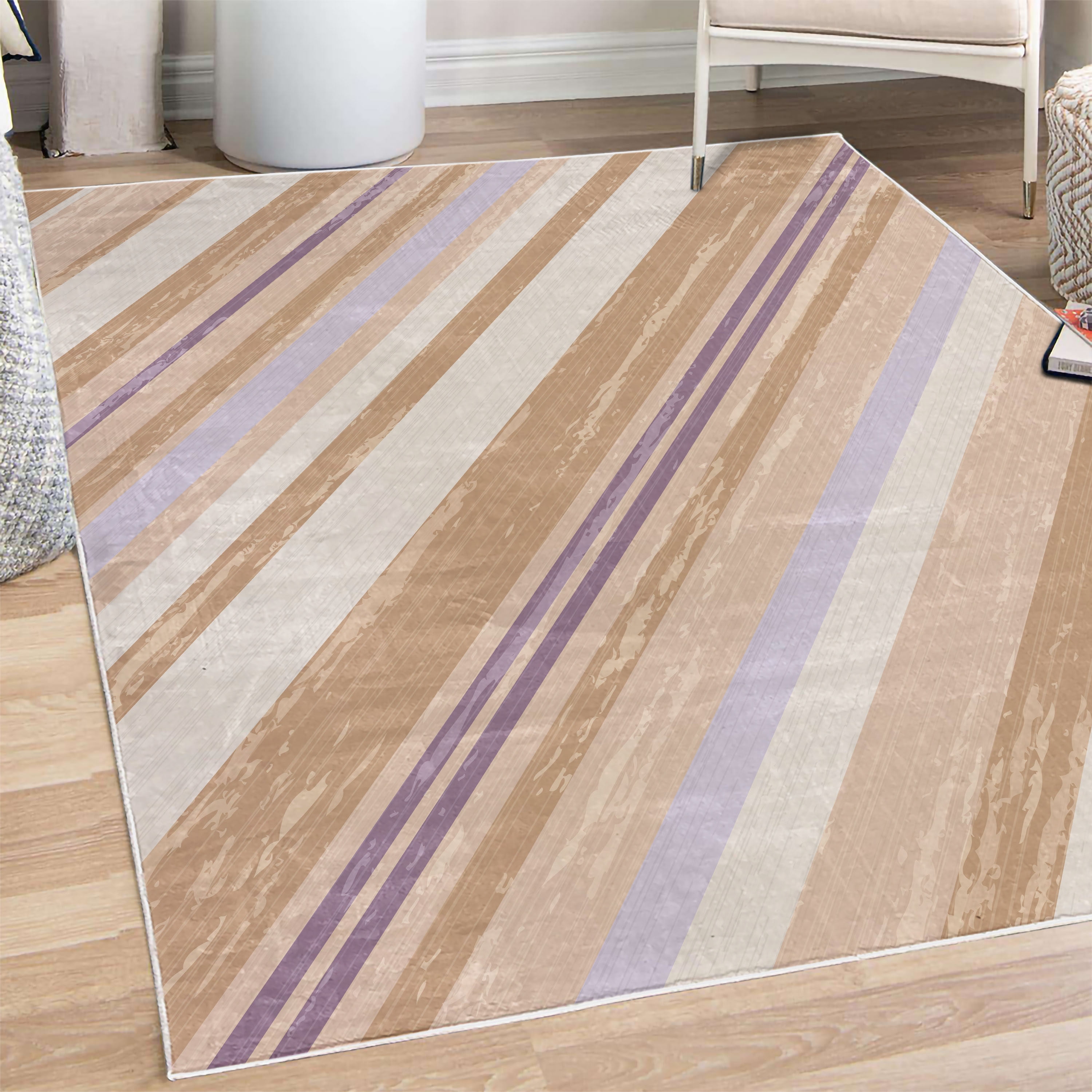 Vintage Decorative Rug, Diagonal Stripes on Old Aged Design Grungy ...