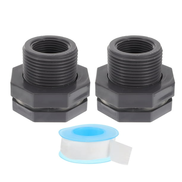 2pcs PVC Bulkhead Fitting 3/4 Inch Pipe Connector for Rain Barrels ...