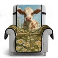 SCRAWLGOD Cow Daisy Floral Print Recliner Chair Cover Dustproof ...
