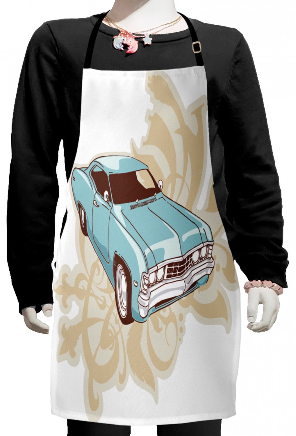 Cars Kids Apron, Classical Sport Car with Abstract Design in the ...