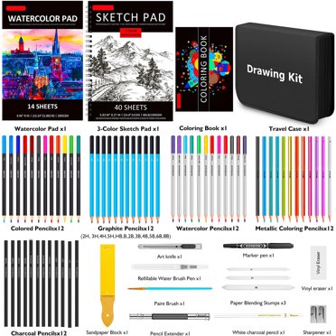 Castle Art Supplies Artist Kit - 100 Piece Drawing & Sketching Set ...
