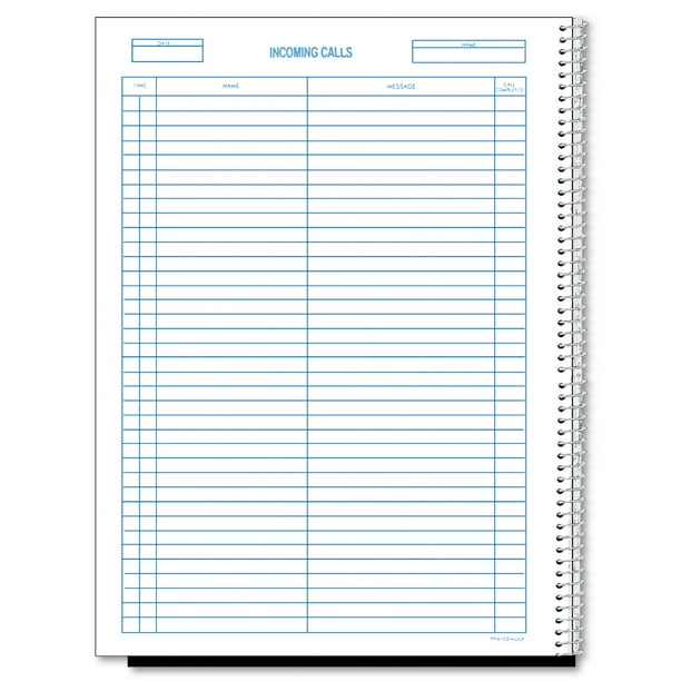 Rediform, RED50111, Incoming/Outgoing Call Register Book, 1 Each, White ...