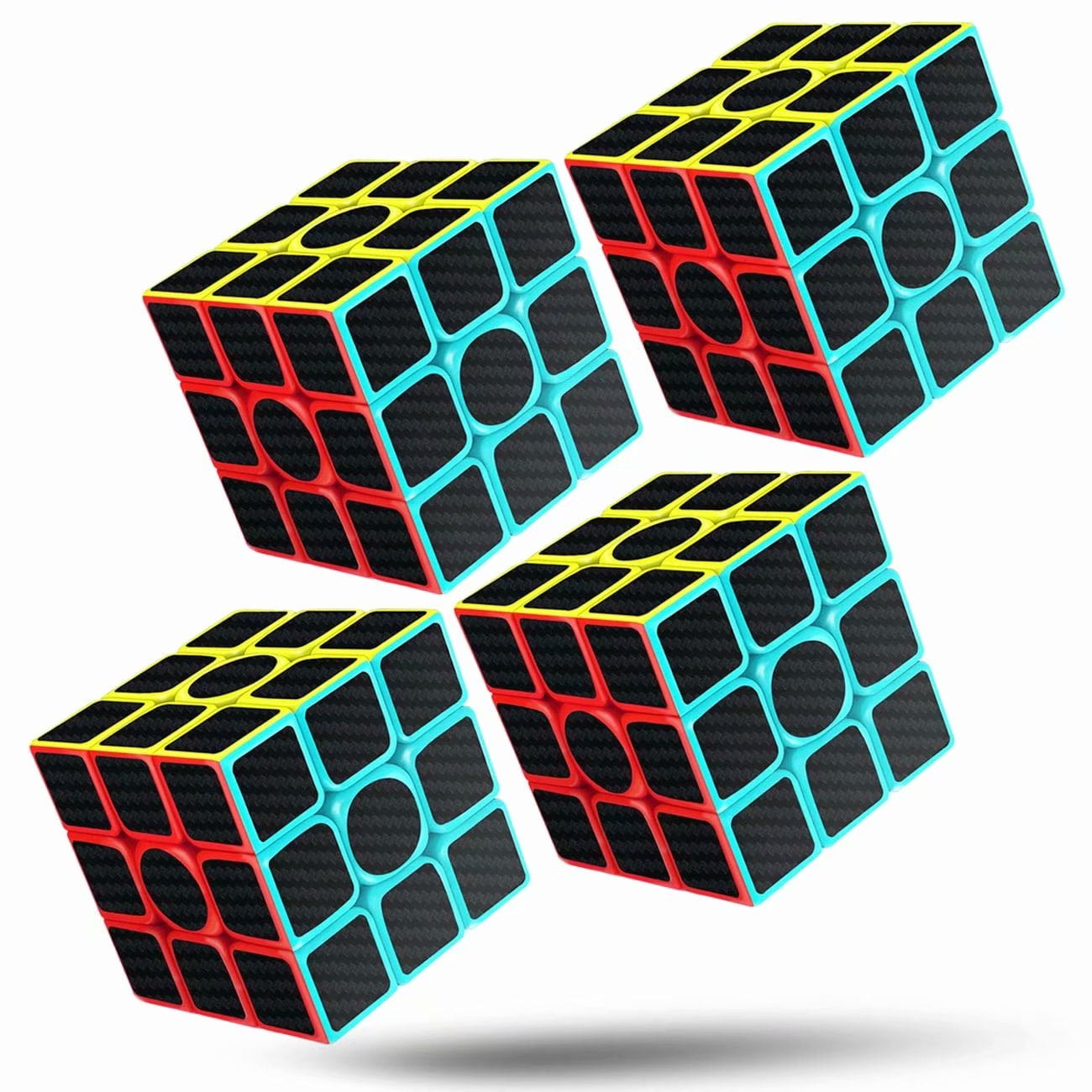 Rubiks Cube Speed Cube 3x3x3 Magic Carbon Fiber Sticker Smooth Rubix ...