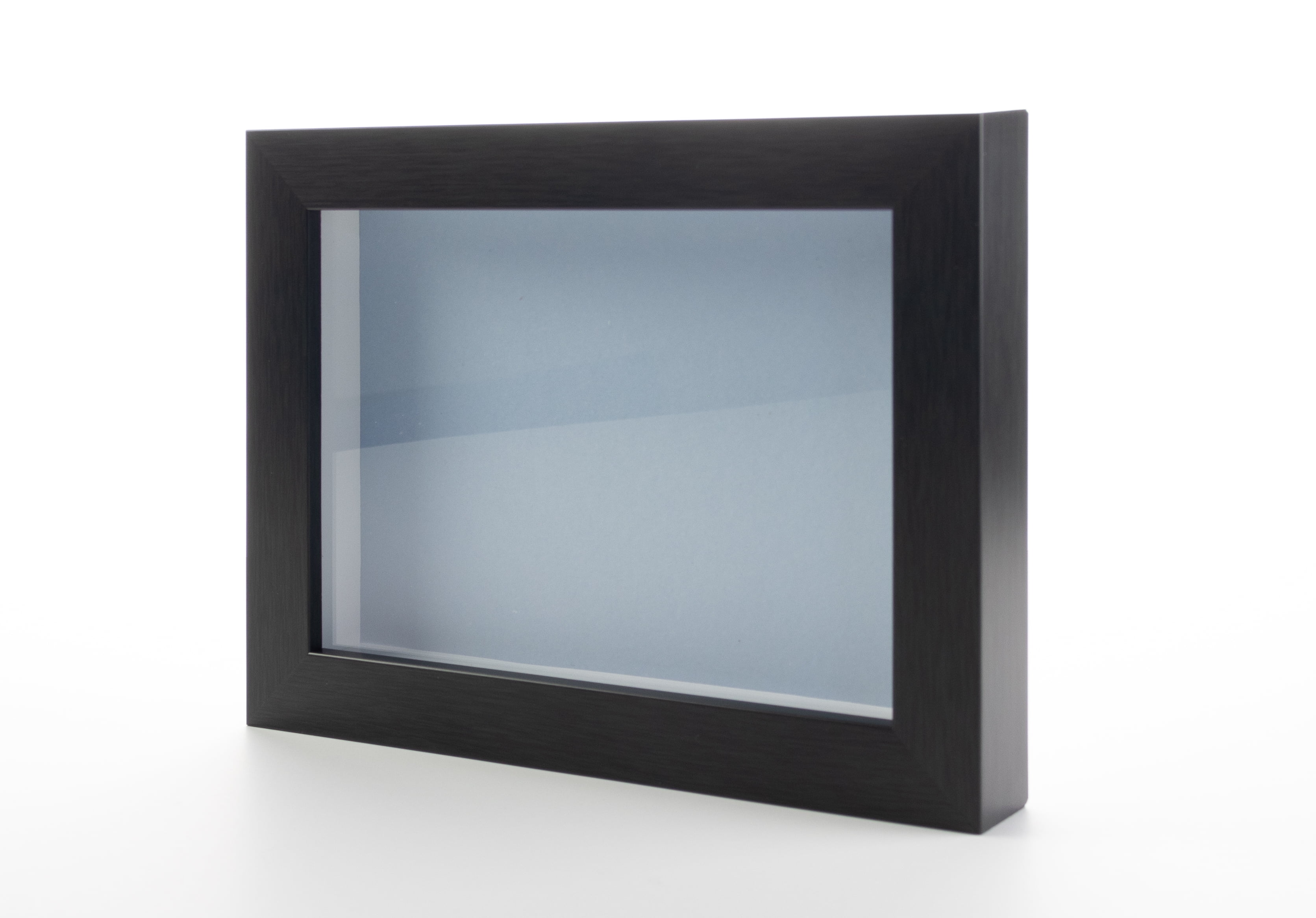 20x20 Shadow Box Frame Gray Stained Real Wood with a Blue Acid-Free ...