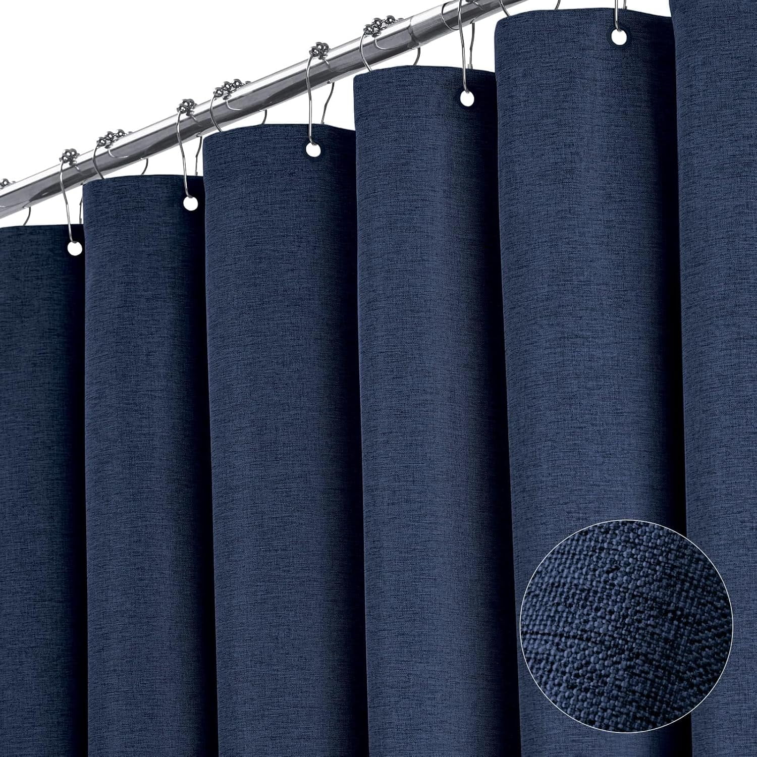Click here for Siabc-Navy Blue Shower Curtain - Linen Textured He... prices