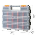 CASOMAN Double Side Tool Organizer, 34-Compartment Plastic Storage Box ...