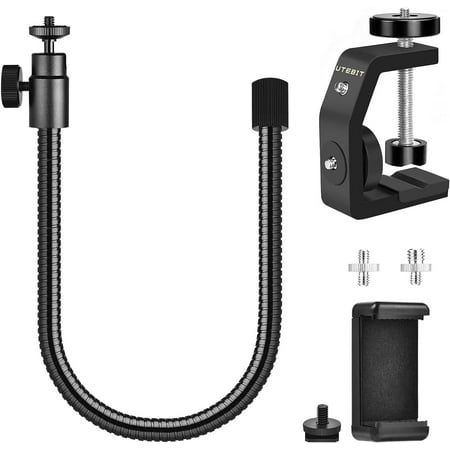 UTEBIT Camera Clamp Arm Gooseneck with Swivel Ball Head and 1/4'' 3/8 ...