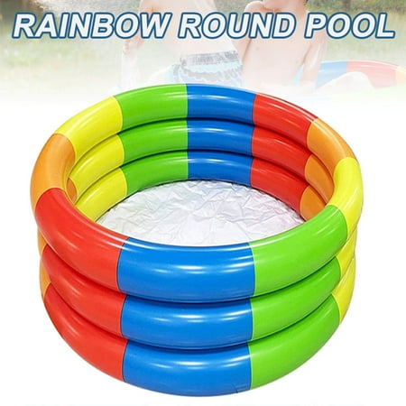 haiyanERXD Rainbow Round Pool Three-Ring Foldable Pool Indoor and ...