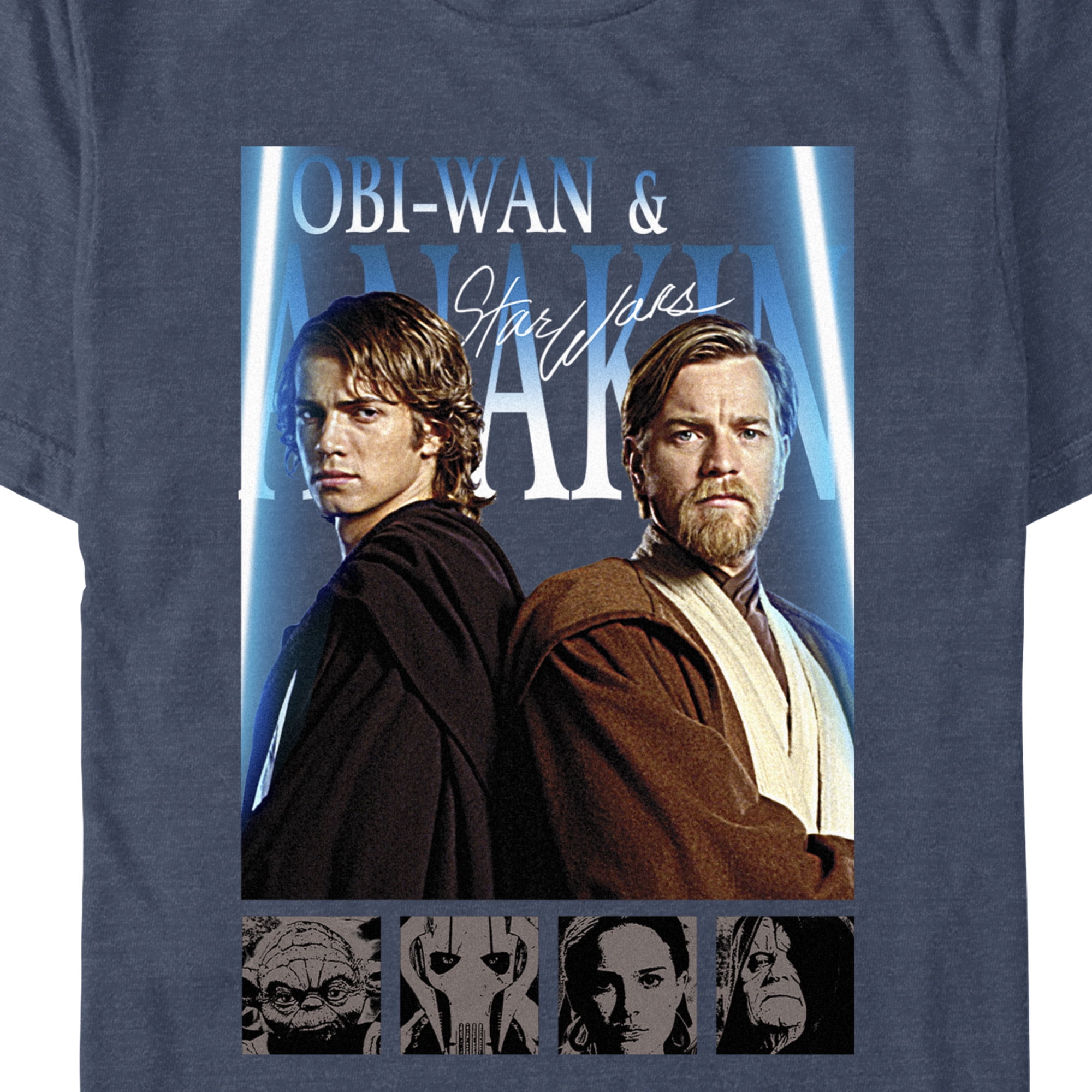 Men s Star Wars Revenge of the Sith Obi Wan and Anakin Skywalker T Shirt Navy Blue Heather Medium