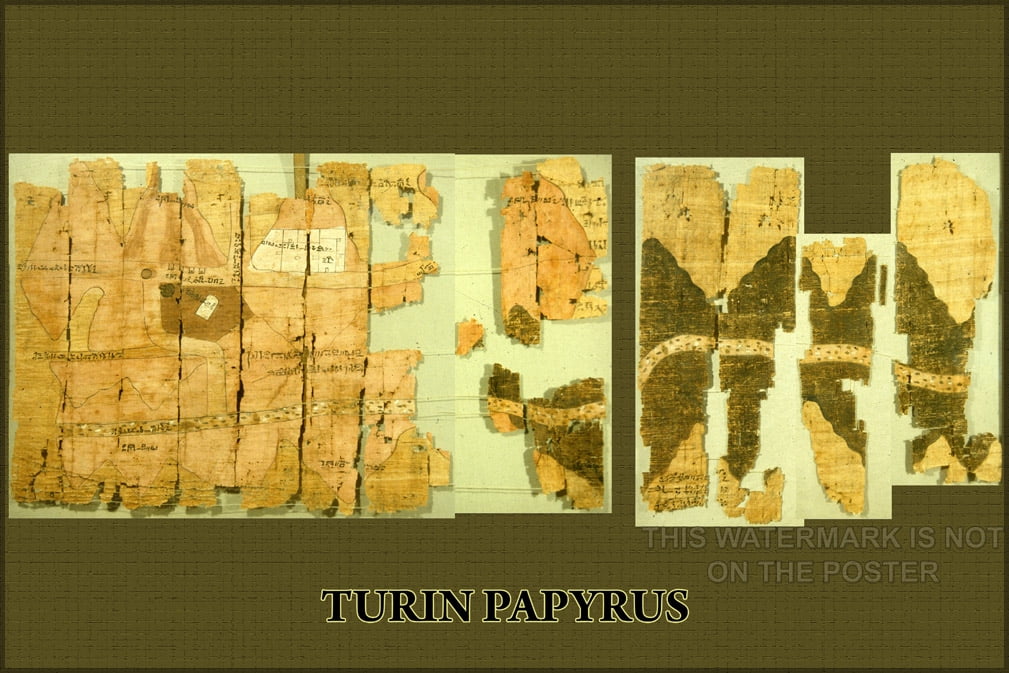 24"x36" Gallery Poster, Turin papyrus - an ancient Egyptian mining map ...