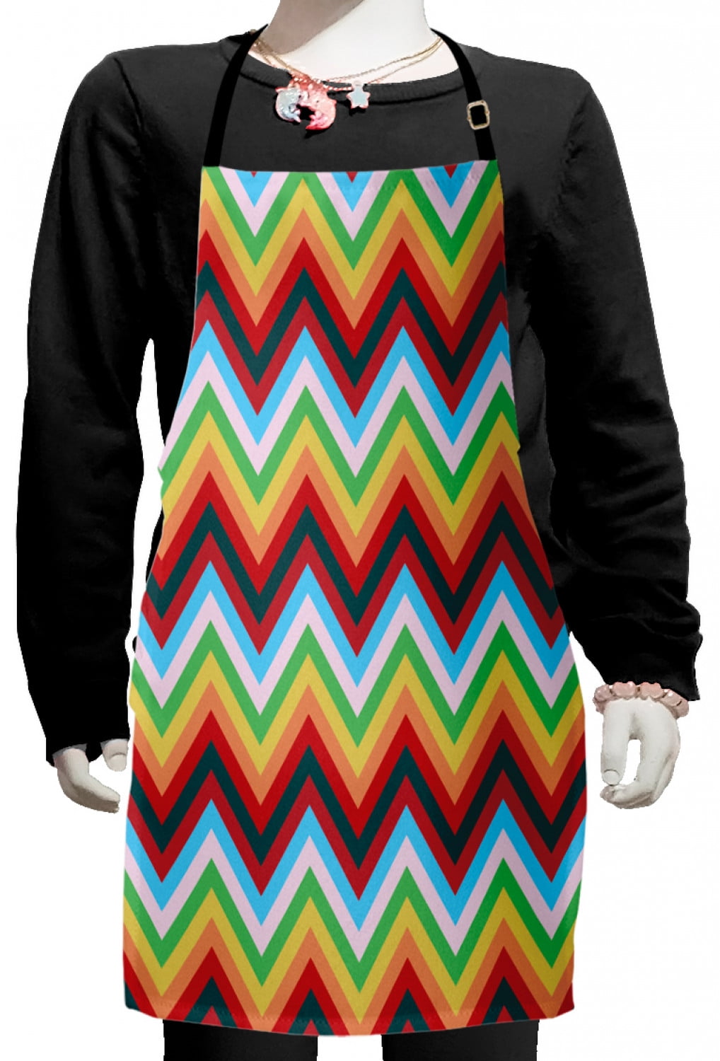 Chevron Kids Apron, Vibrant Colorful Zigzag Lines with Sharp Pointy ...