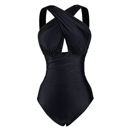 ENJOYW Lady Fashion Front Cross One-piece Padding Swimsuit Monokini ...