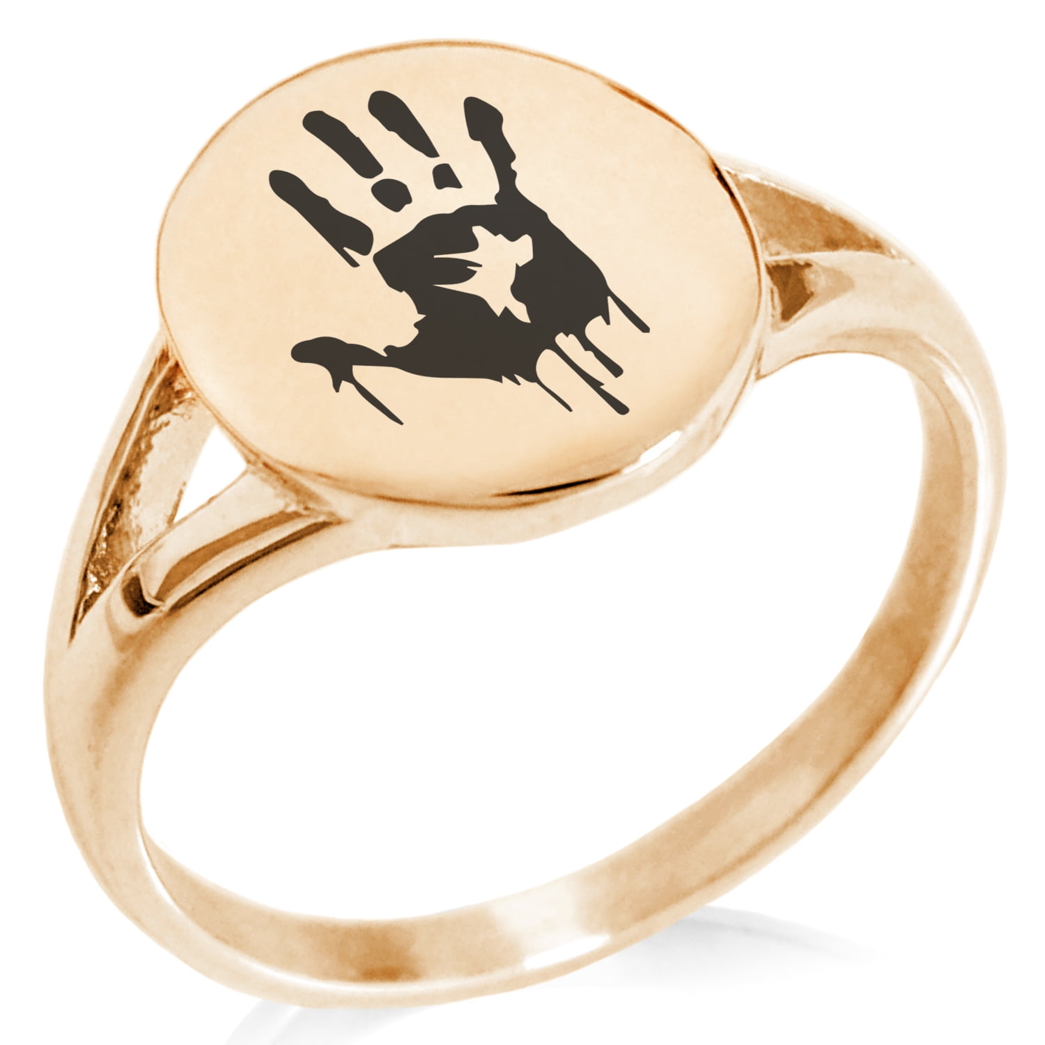 Stainless Steel Death Zombie Skull Minimalist Oval Top Polished ...