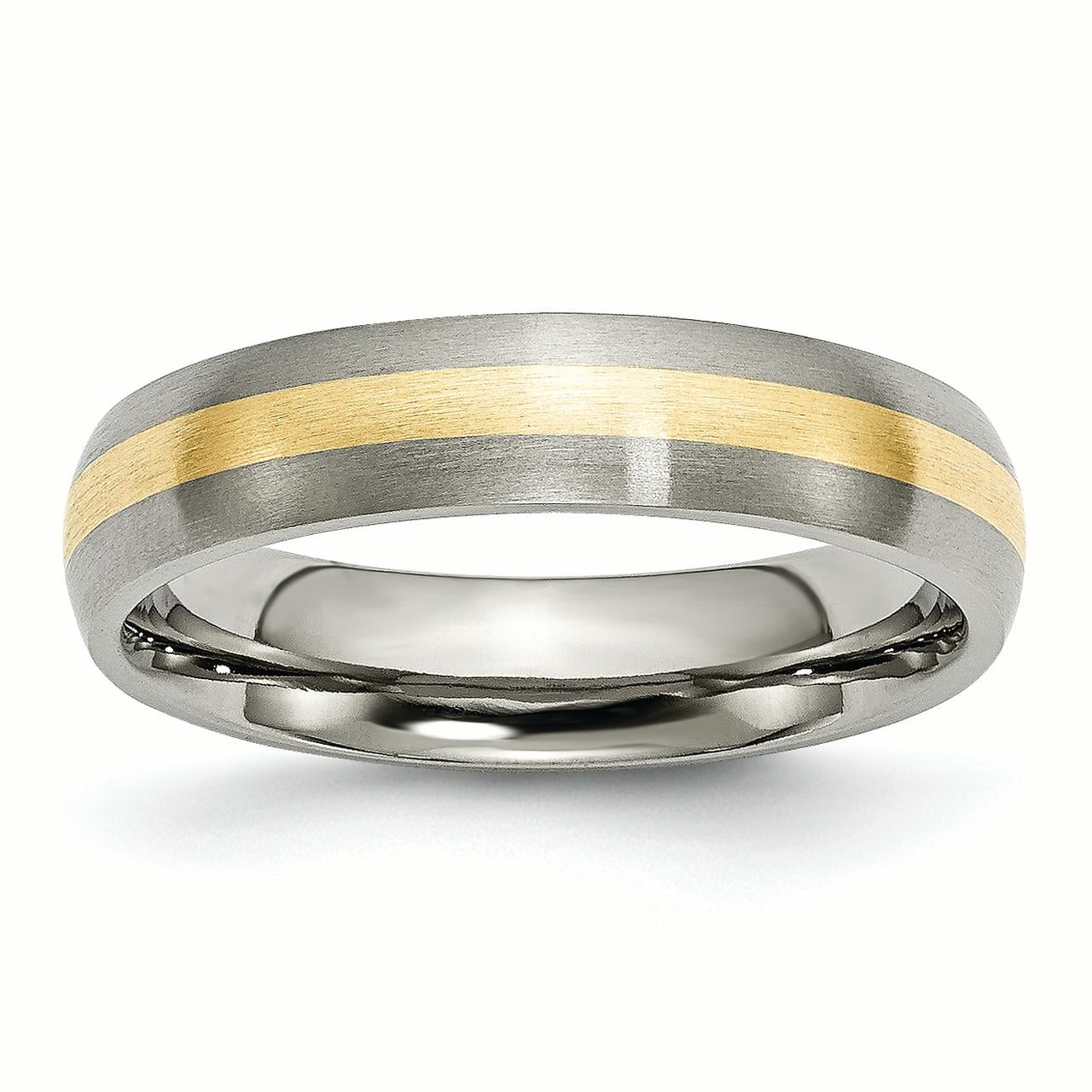 Titanium 14k Yellow Inlay 5mm Brushed Band - Walmart.com