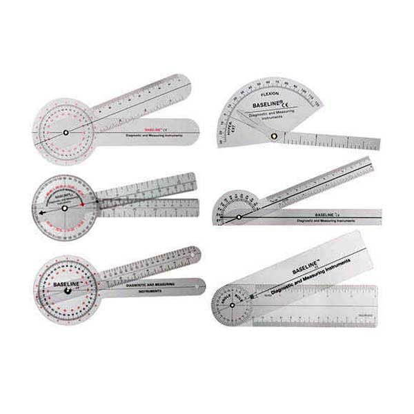Baseline 360 degree clear plastic goniometer joint angle and range of ...