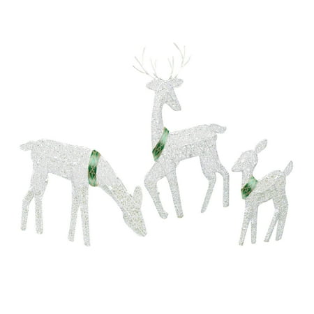 Christmas Decorations, Set Of 3 White LED Doe Fawn Lighted Christmas ...