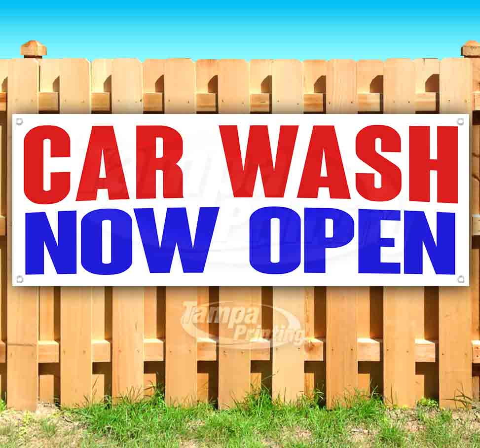 Car Wash Now Open 13 oz Vinyl Banner With Metal Grommets - Walmart.com