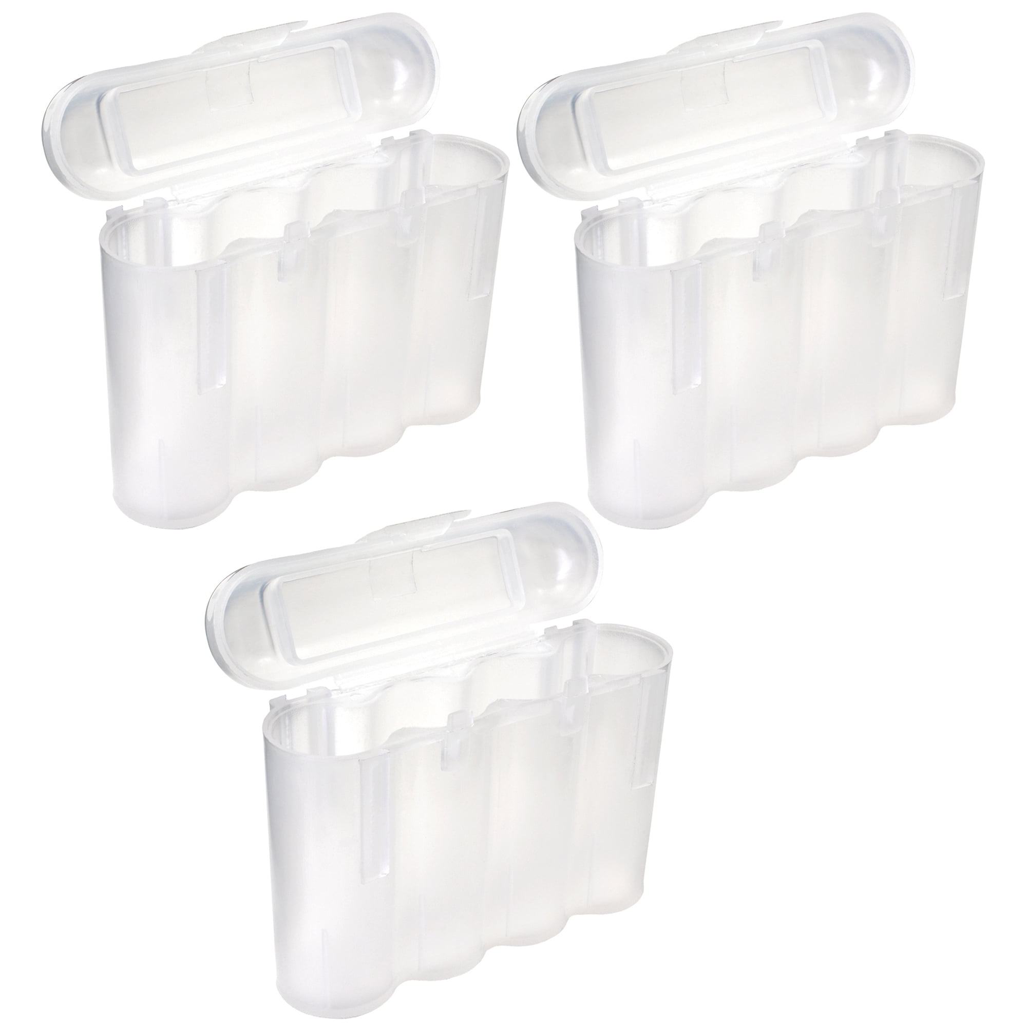 Three (3) EBC Battery AA AAA Clear Plastic Battery Storage Case Holder ...
