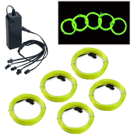 Covvy EL Wire Neon Lights Kit with Portable AA Battery Pack for Burning ...