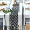 Cotton Table Runner with Tassels 14x90 Inches, Black & Cream | Boho ...