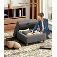 Kidirect Grey Corduroy Storage Ottoman, 25" Large Living Room Ottoman ...