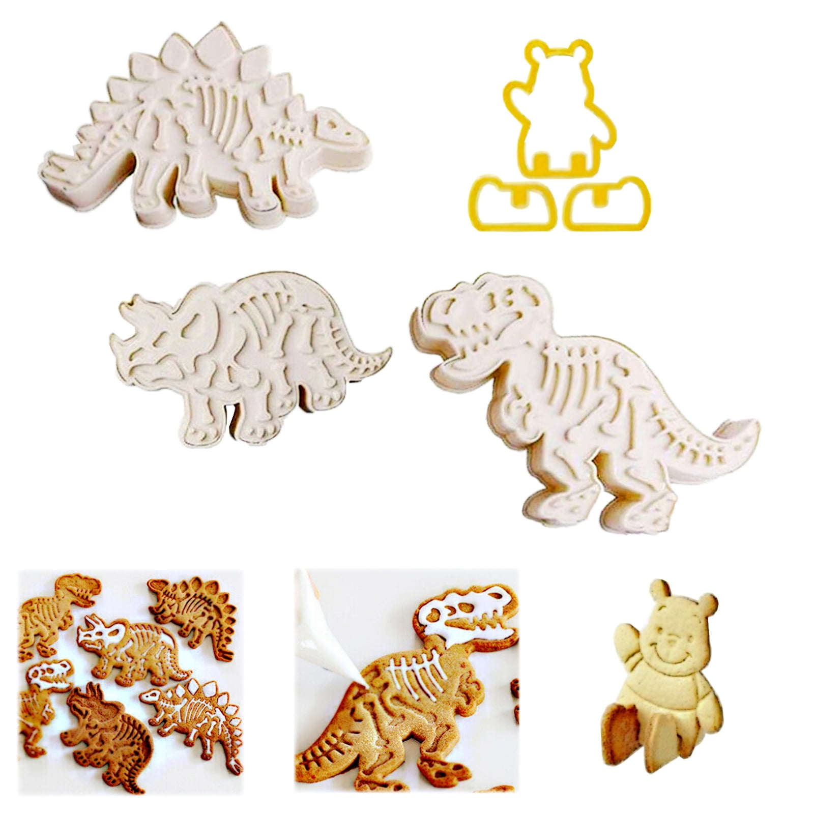 3 Sets Dinosaur Cookie Cutters Dinosaur With T-Rex Stegosaurus ...