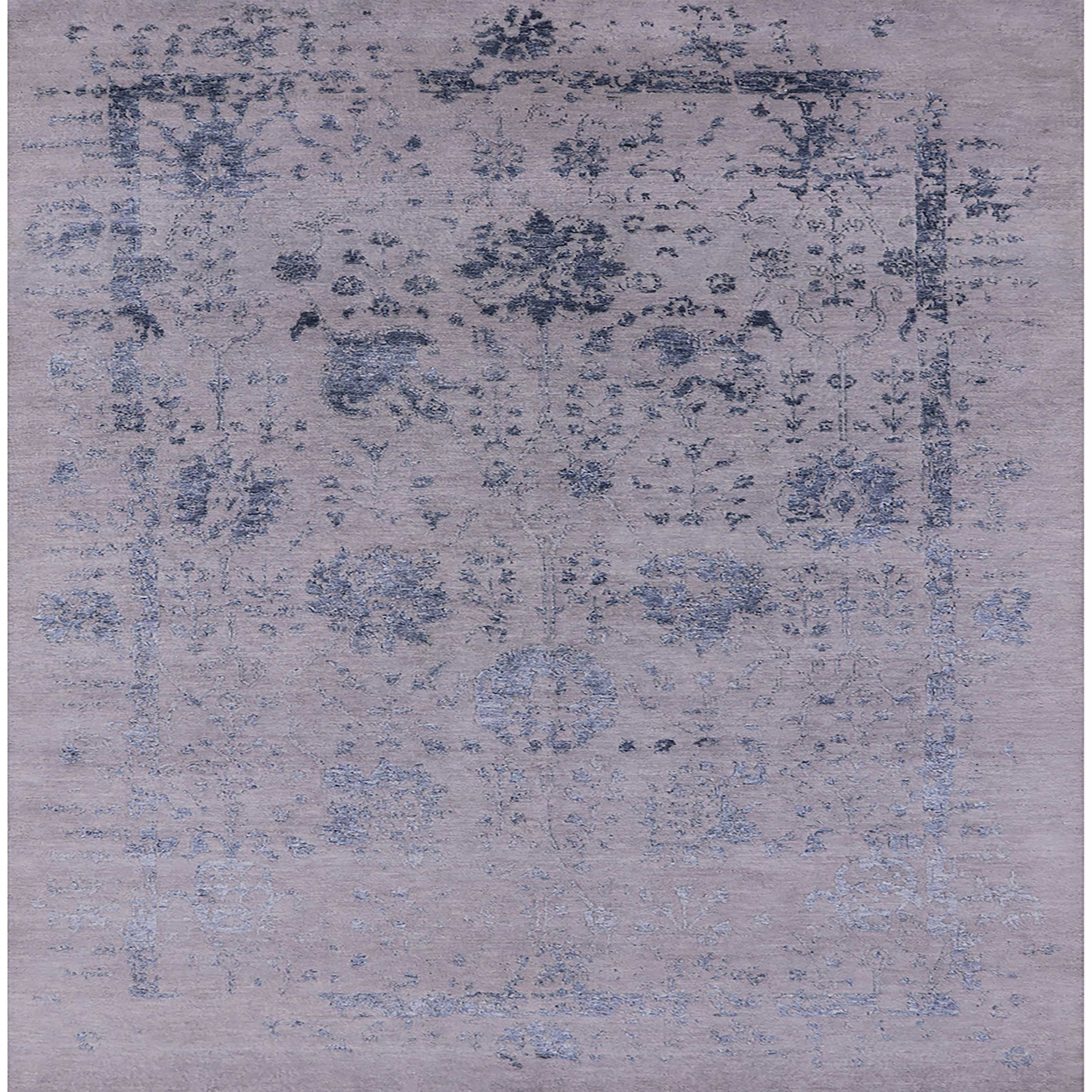 Ahgly Company Indoor Square Mid-Century Modern Slate Blue Grey Oriental ...